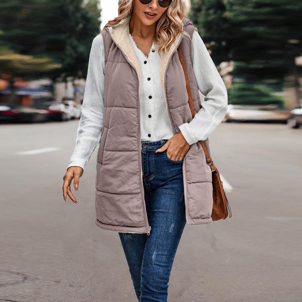 Zipper Front Reversible Hoodie Vest – Love, Kuza